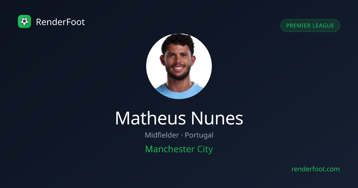 Matheus Nunes — Profile, Team & Stats | Manchester City | Renderfoot